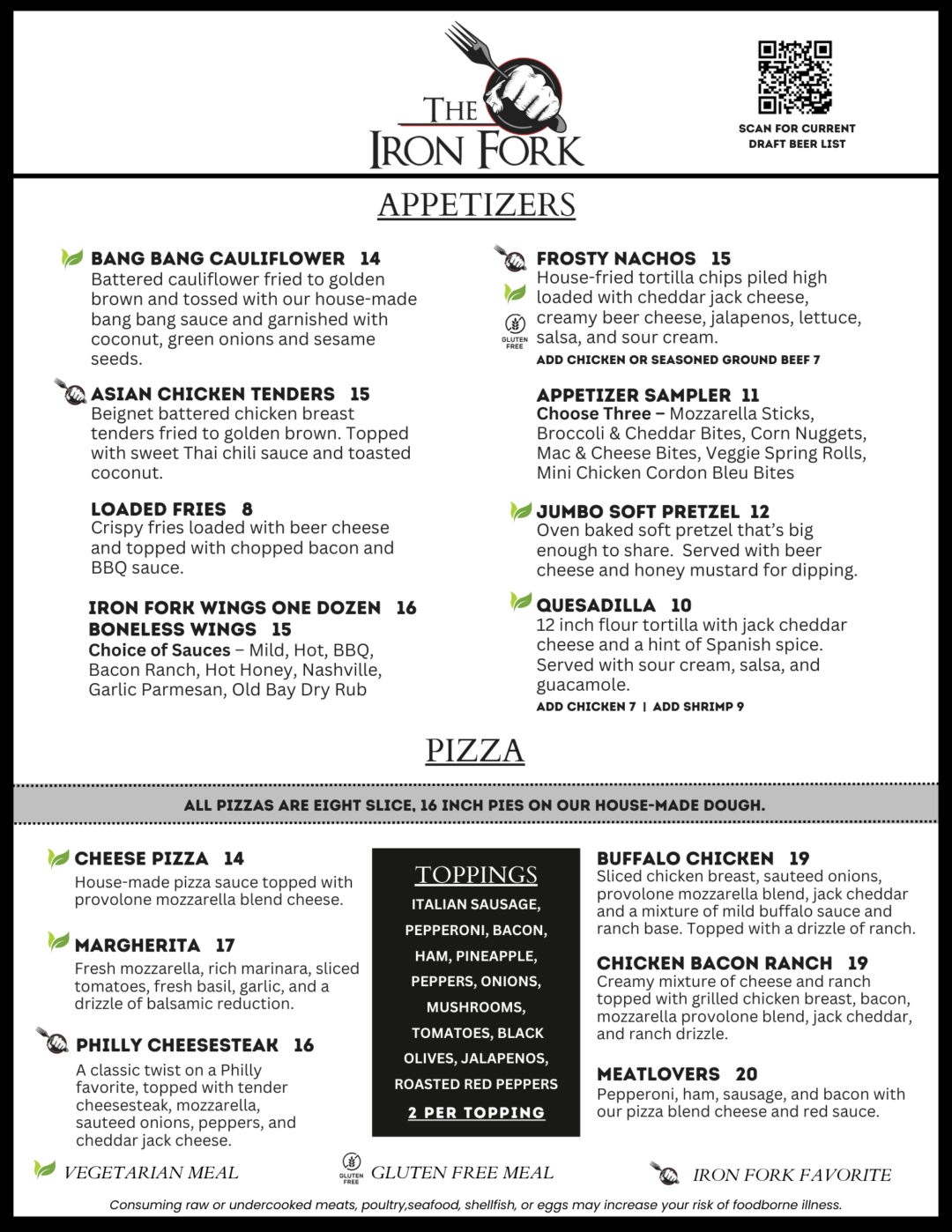 The Iron Fork Restaurant - Danville, PA - Our Menu